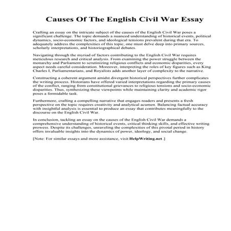 Causes Of The English Civil War Essay | PDF