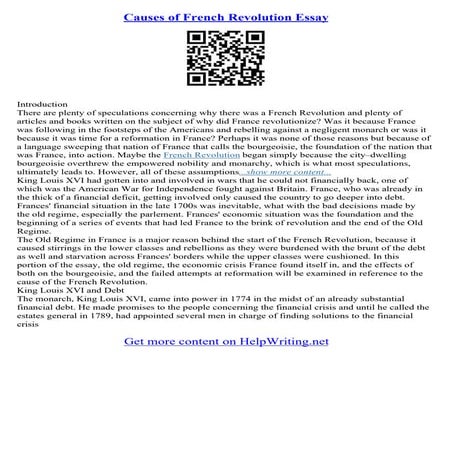 Causes Of The French Revolution Essay | PDF