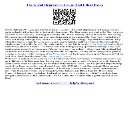 Causes Of The Great Depression Essay | PDF