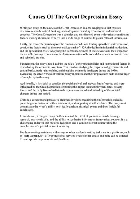 Essay On Great Depression | PDF