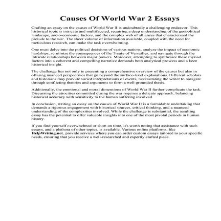 Causes Of World War 2 Essays. Causes of ww2 essay - Select Expert ...