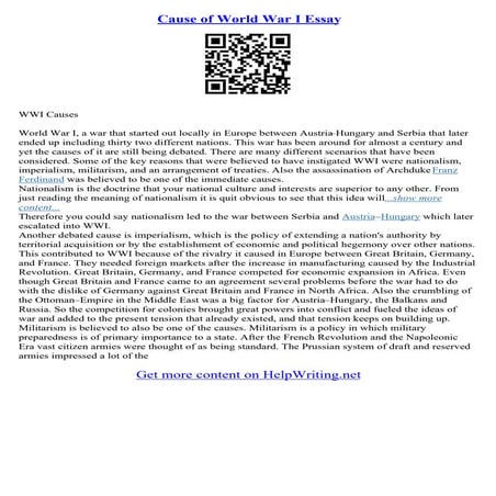 Cause Of World War 1 Essay | PDF