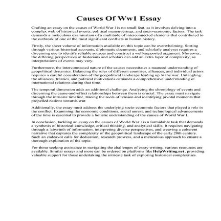 Causes Of Ww1 Essay | PDF