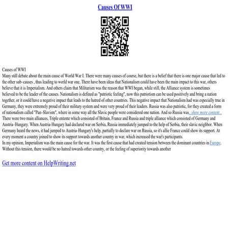 Causes Of World War 1 Dbq | PDF