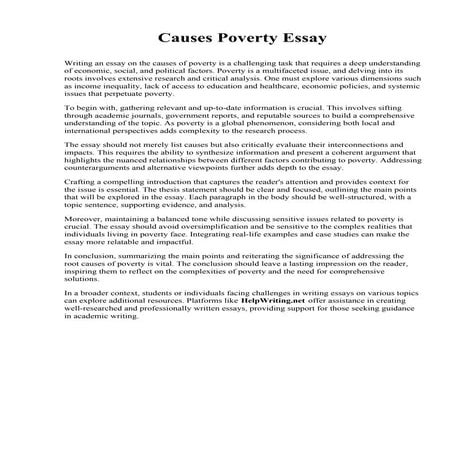 Poverty Cause And Effect Essay | PDF