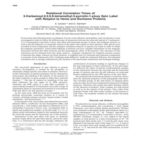 Simona Cavalu Rotational Correlation Times Of Proteins Pdf