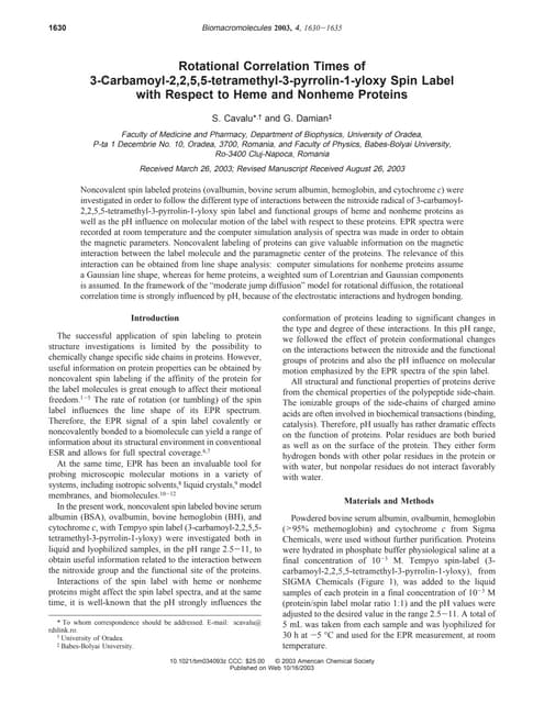 Simona Cavalu Rotational Correlation Times Of Proteins Pdf