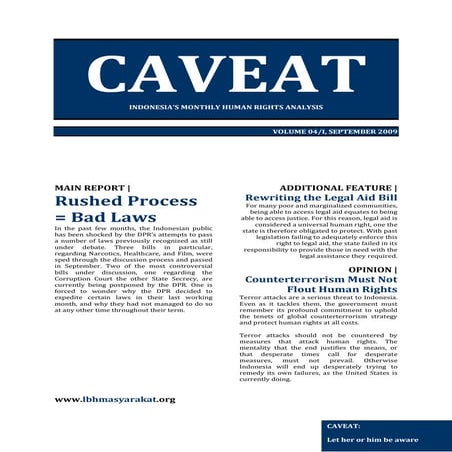 Caveat - VOLUME 04/I, SEPTEMBER 2009 - LBH Masyarakat | PDF