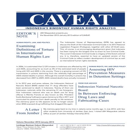 Caveat - Volume November 2012-January 2013 - LBH Masyarakat | PDF