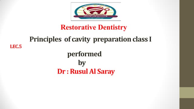 amalgam cavity preparation class i | PDF