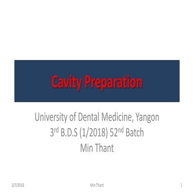steps of cavity preparation for class 1 | PPTX