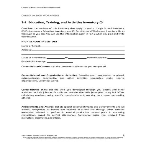 Caw 2 1 education, training, and activities inventory | PDF