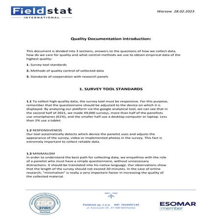 CAWI quality documentation | DOCX