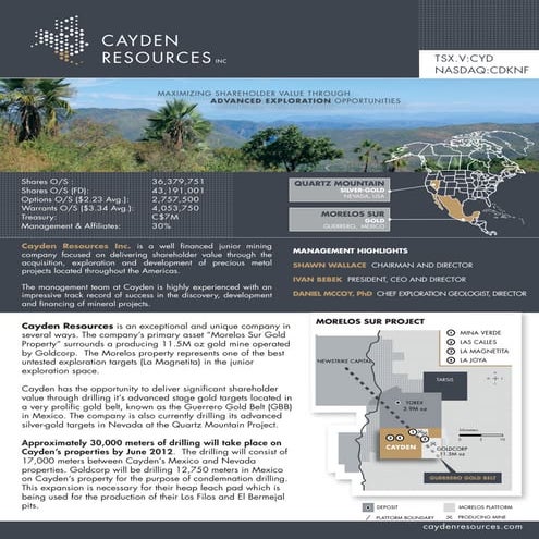 Cayden Resources (TSX.V: CYD) - Brochure | PDF