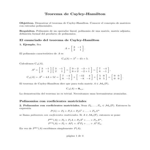 Cayley hamilton theorem | PDF