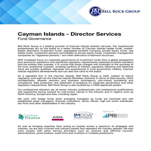 Cayman Islands Director Services - Fund Governance | PDF