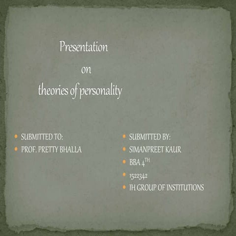 Theories of personality | PPT