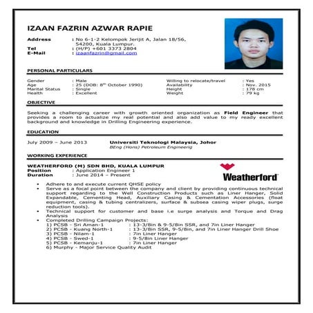 IZAAN FAZRIN AZWAR RAPIE RESUME | PDF