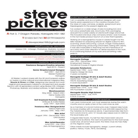 Steve Pickles CV | PDF