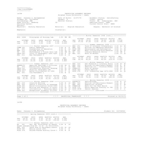 MEC Transcrip complete | PDF