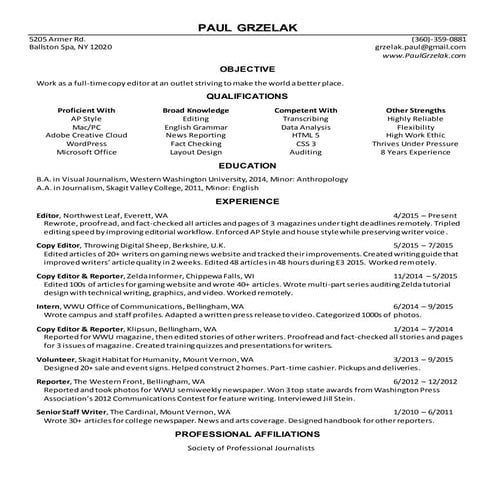 Grzelak Resumé for The Dodo | DOCX