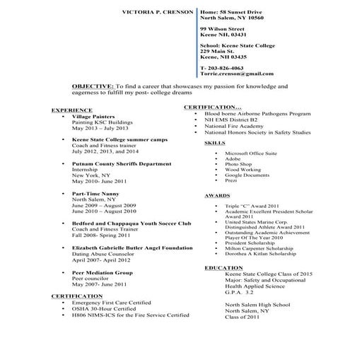 Victoria Crenson Resume. PDF | PDF