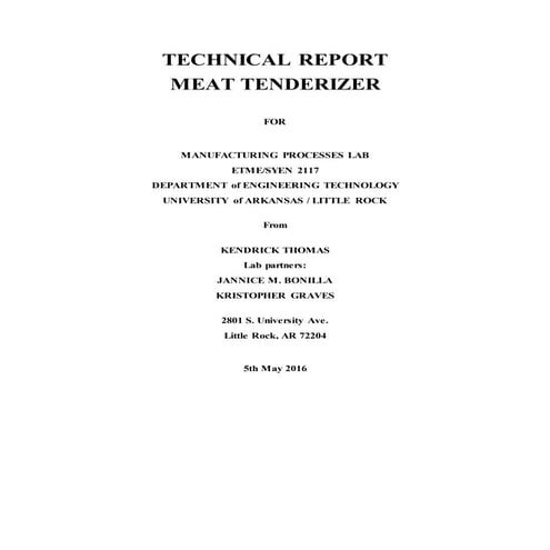 MANUFACTURING PROJECT TECHNICAL REPORT | PDF