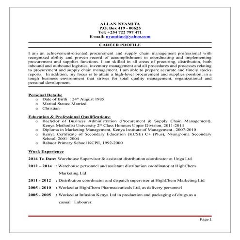 Allan Nyamita CV | DOC