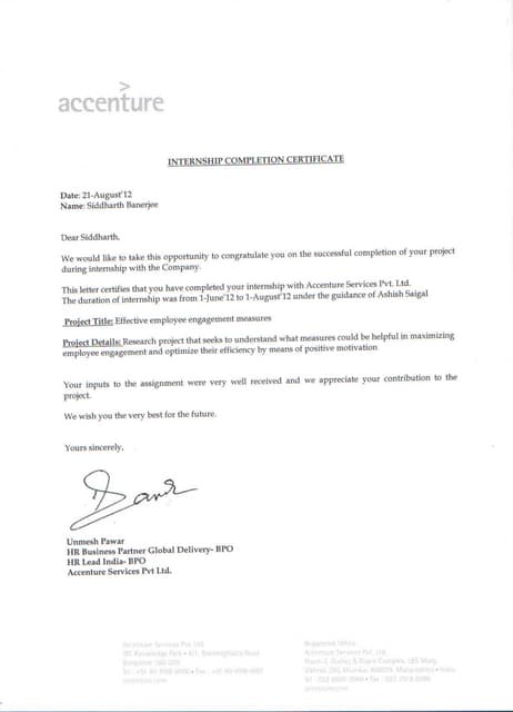 Internship completion certificate | PDF