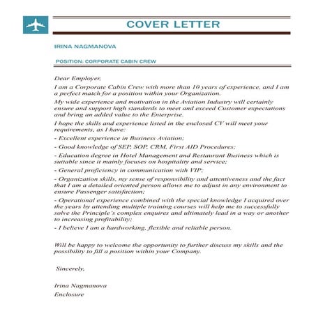 Cover Letter Irina Nagmanova | PDF