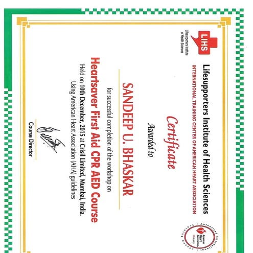 First Aider Training Certificate