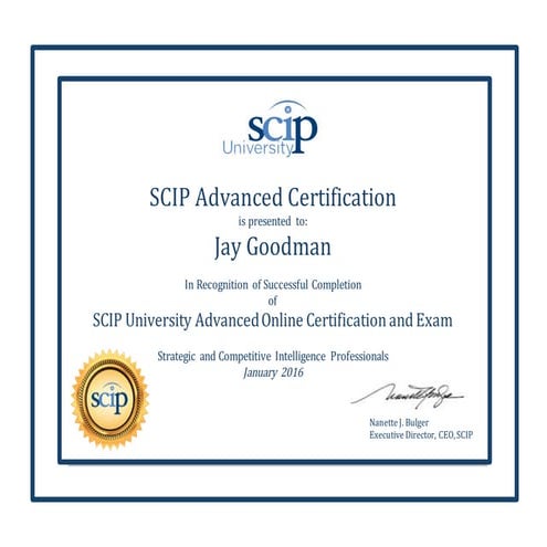 Jay Goodman Certificate SME | PDF