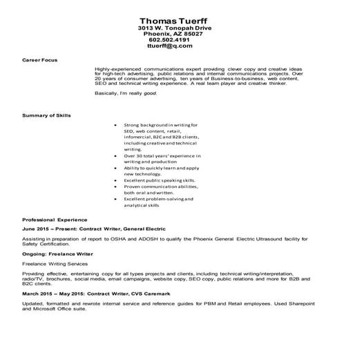 Malcolm Stanley Resume 2015 Current | PDF