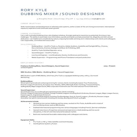 Rory Kyle CV 2016 | PDF