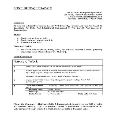 SUNIL SHIVAJI PHAPALE | DOCX