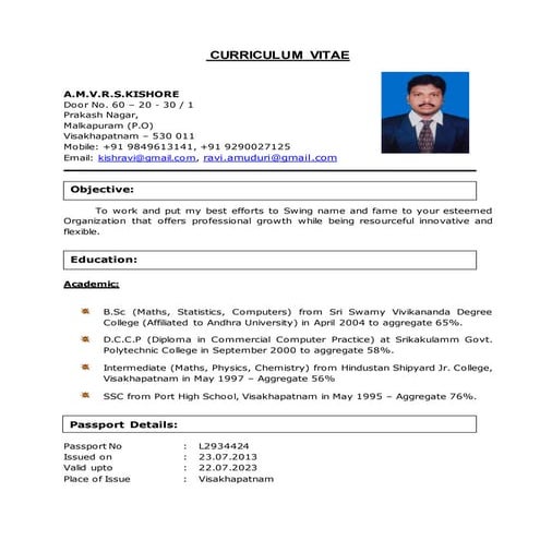Kishore - Resume | DOCX