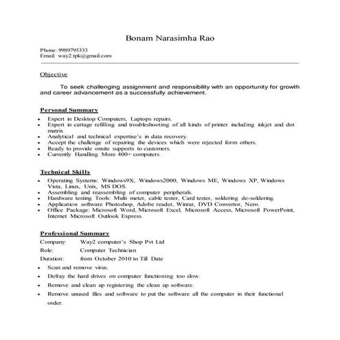 B N rao-resume | PDF