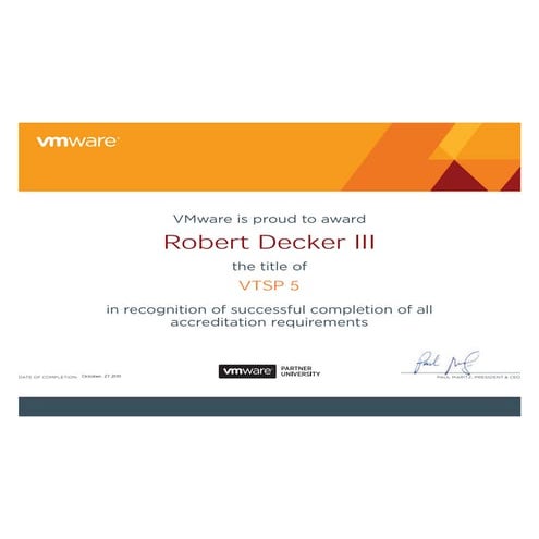 VTSP Certificate (2011) | PDF