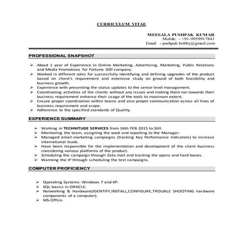KusumaNindiaRizki cv | PDF