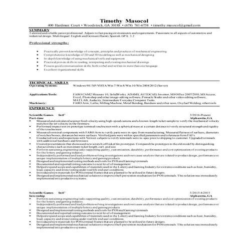 Resume Timothy_Masocol | PDF