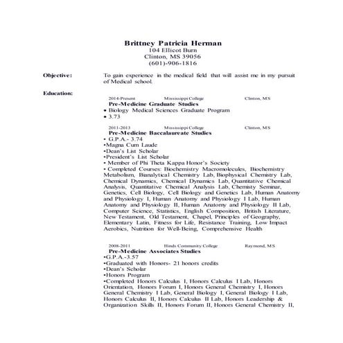 Med-School Resume | DOCX
