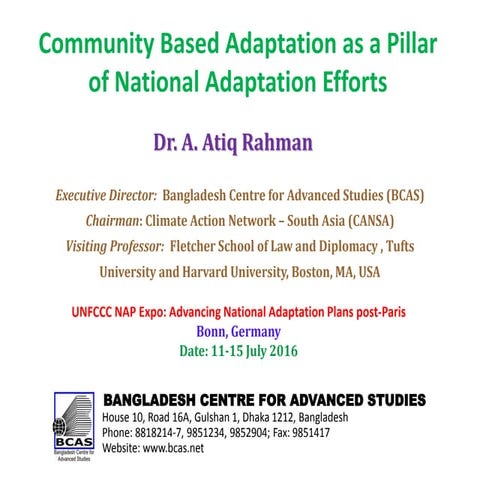 Community Based Adaptation as a Pillar of National Adaptation Efforts | PPT
