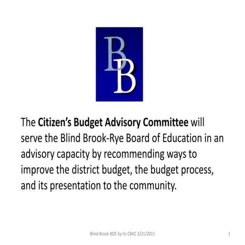 Blind Brook CBAC presentation 3 21 11 w notes | PPT