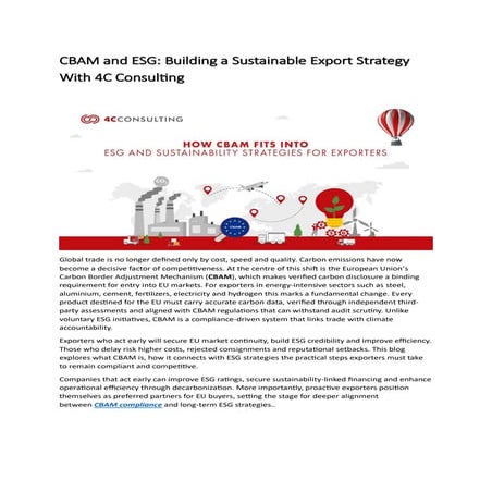 CBAM and ESG: Building a Sustainable Export Strategy With 4C Consulting ...