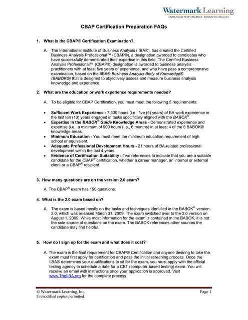IIBA CBAP Certified Business Analysis Professional CBAP Exam | PPTX ...