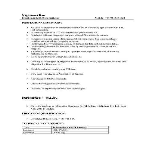 resume | DOC | Databases | Computer Software and Applications