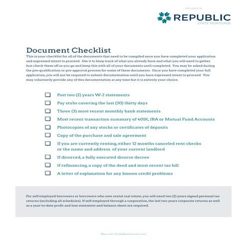 Document Checklist | PDF