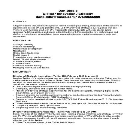 Dan Biddle CV January 2017 | PDF