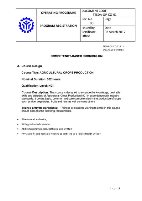 SAG organic agriculture production nc II (new) | PDF