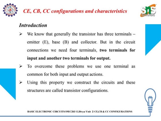 BJT Input and Output Characteristics in Common-Base Configuration | PPTX